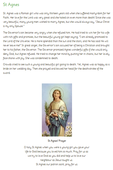 Spring 1- Iconic Person- St Agnes – RE